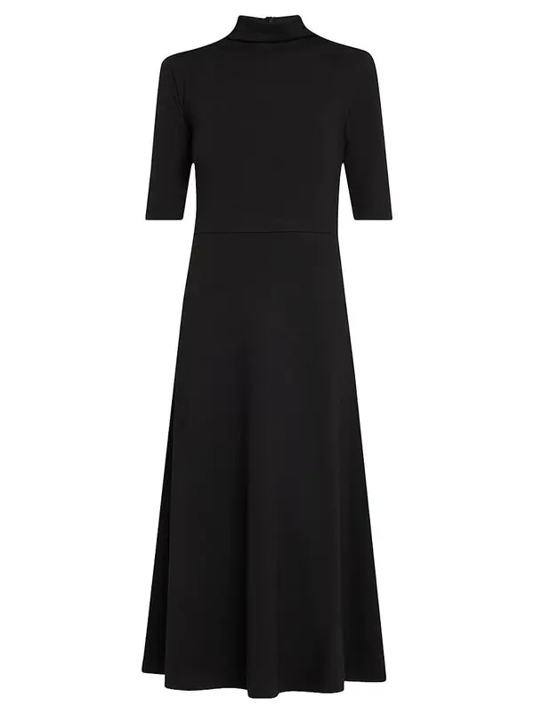 Vince Elbow-sleeve Turtleneck Midi Dress - Black