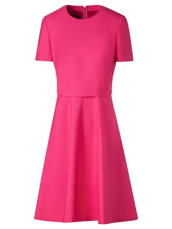 Akris Layered Short-sleeve Silk Dress - Magenta