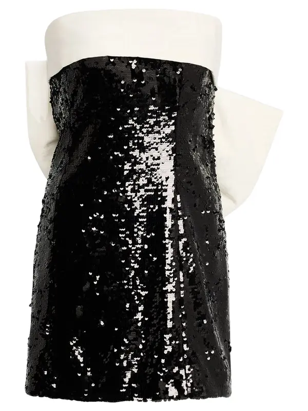 Alice + Olivia Sibella Sequined Mini Dress With Bow - Blackoff White
