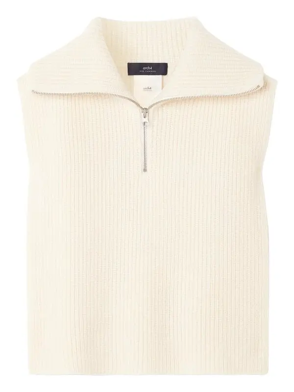 Arch4 Jetta Ribbed Cashmere Half-zip Snood - Neutrals