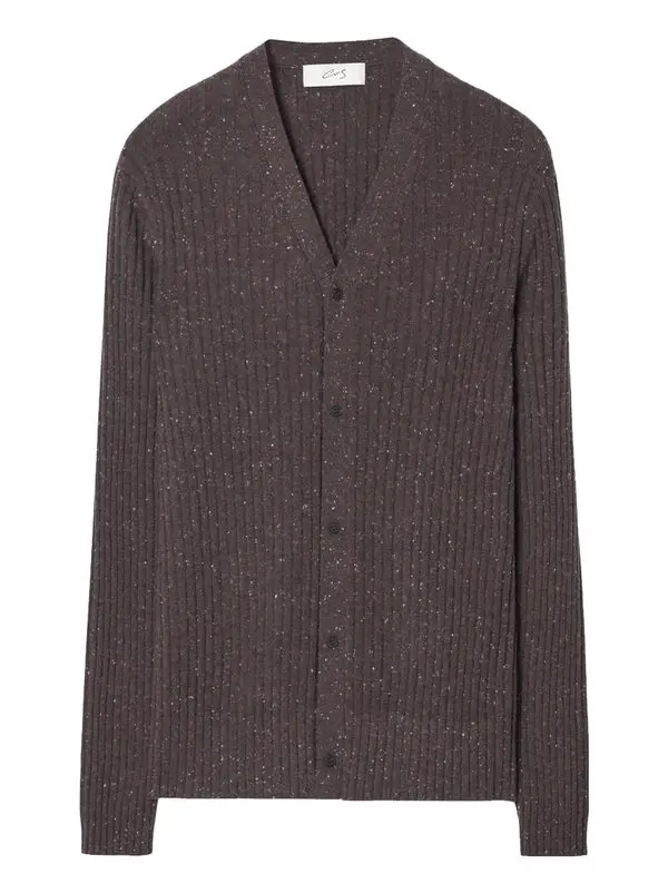 Cos Flecked Wool Cardigan - Brown