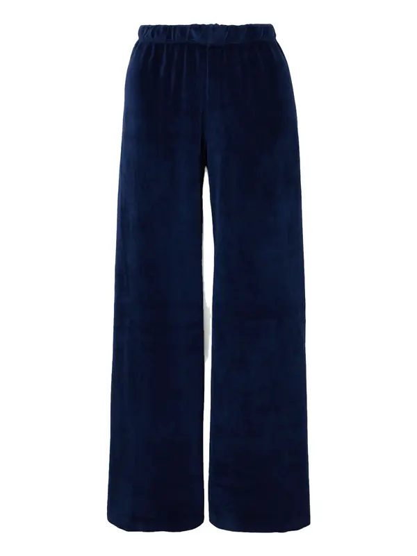 Suzie Kondi Zephyra Cotton-blend Velour Wide-leg Pants - Blue