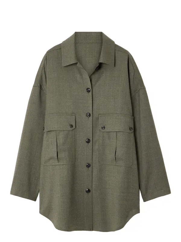 FORTELA Oversized Wool-blend Overshirt - Green