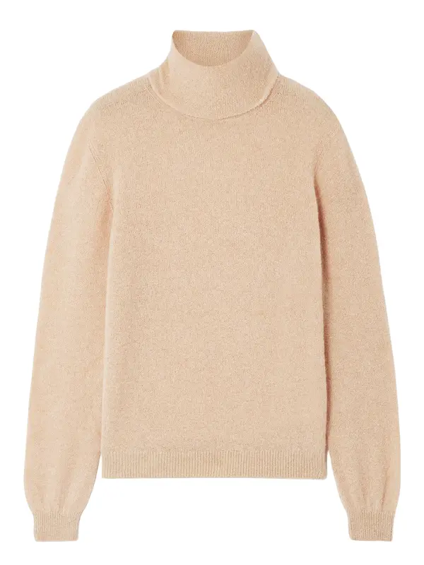 Loro Piana Cashmere And Silk-blend Bouclé Turtleneck Sweater - Neutrals