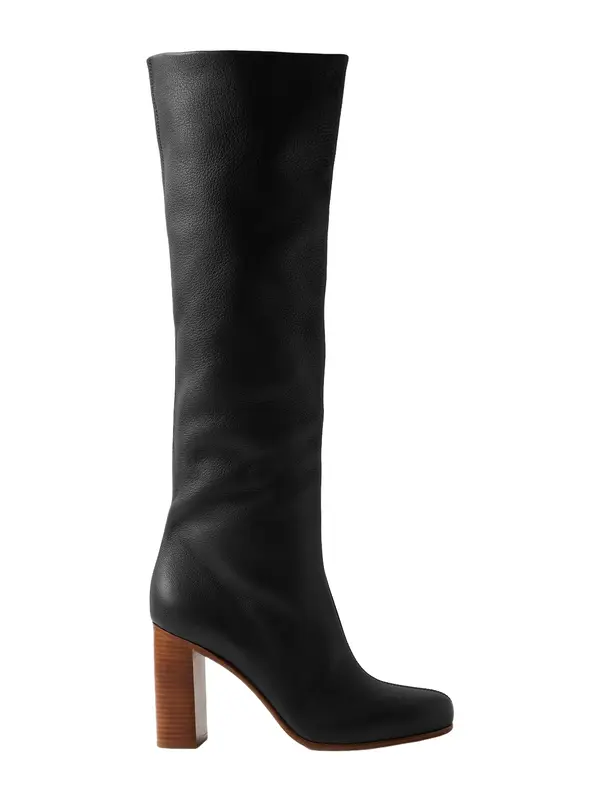 Khaite Willow Textured-leather Knee Boots - Black