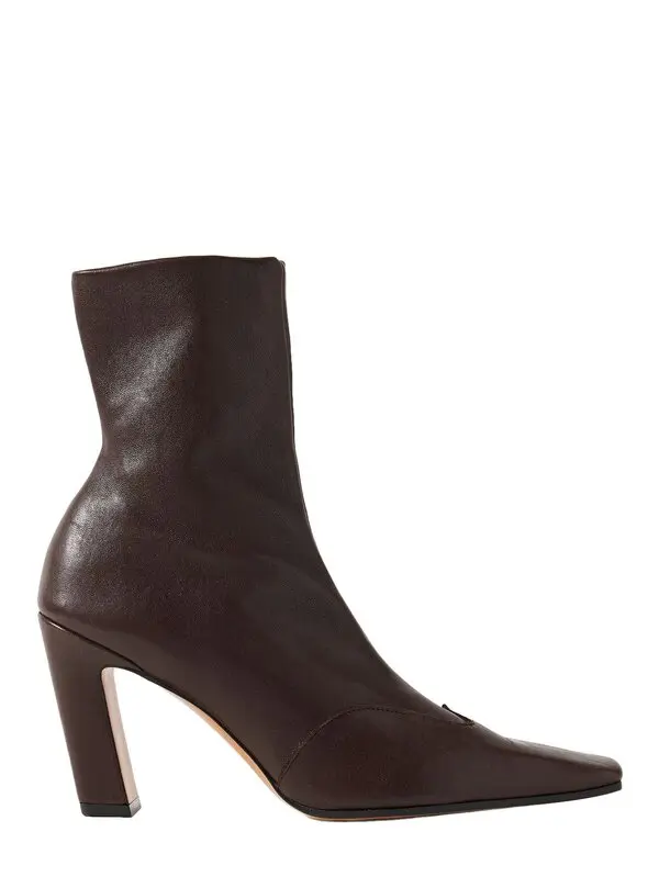 Khaite Nevada Leather Ankle Boots - Brown