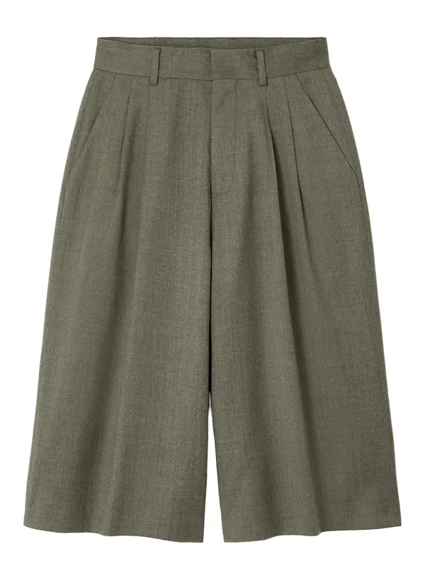 FORTELA Pleated Wool-blend Shorts - Green