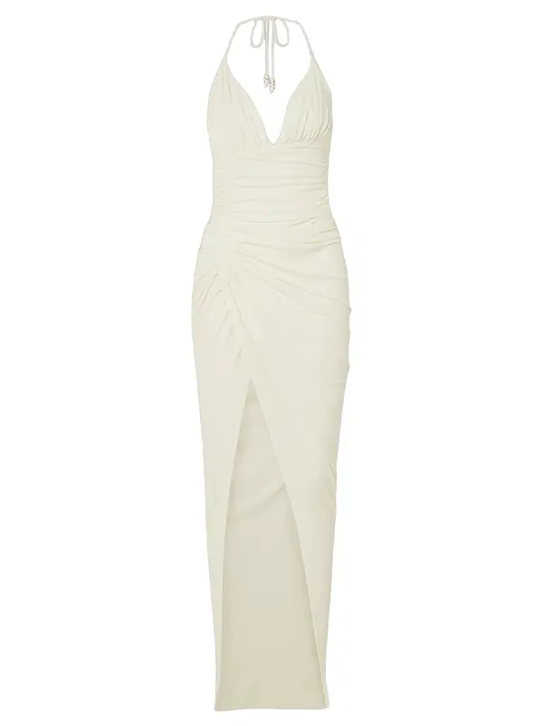 Alexandre Vauthier Ruched Stretch-jersey Halterneck Gown - Ivory