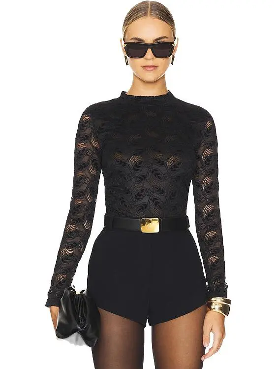 Steve Madden Cherie Lace Top - Black Onyx