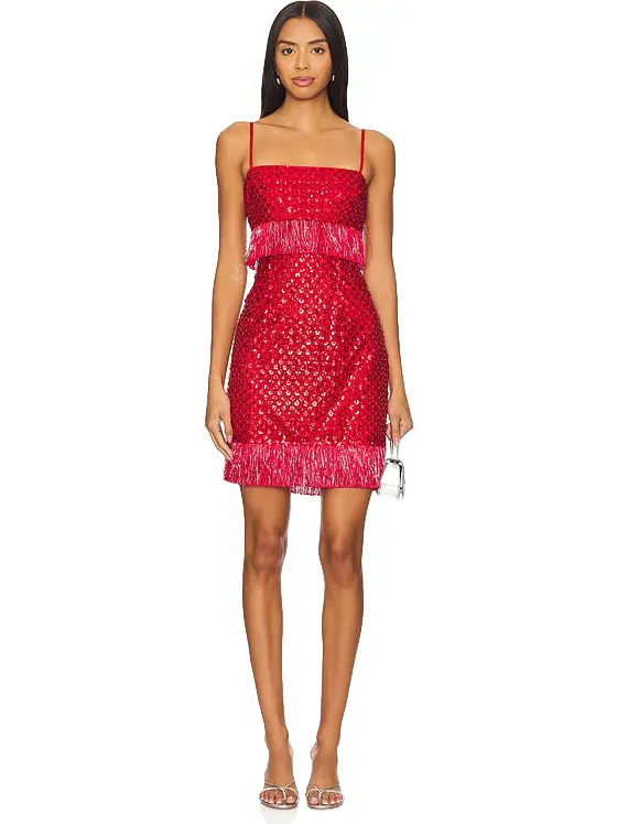 Saylor Caitriona Fringe Dress - Ruby