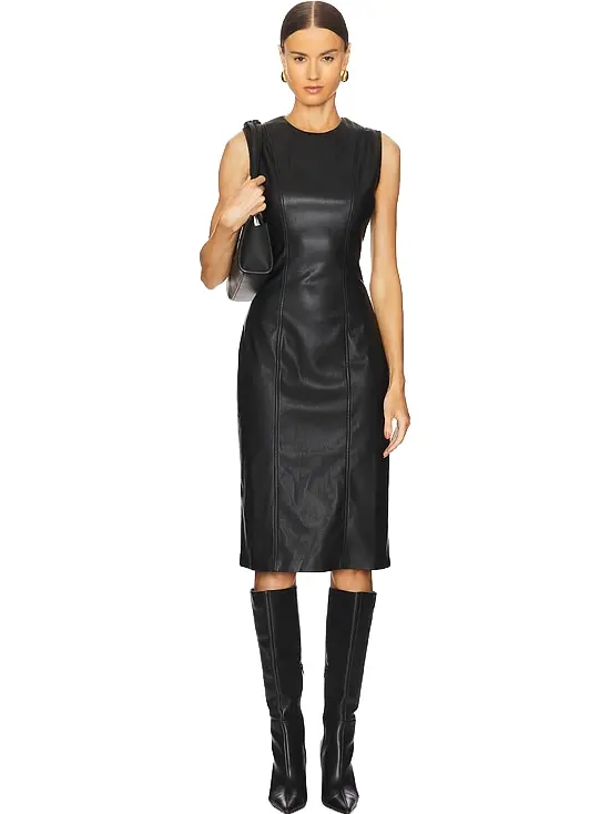 Steve Madden Pria Faux Leather Dress - Black Onyx