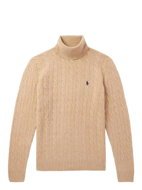 Polo Ralph Lauren Cable-knit Wool And Cashmere-blend Rollneck Sweater - Neutrals