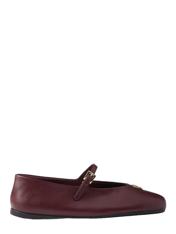 Prada Nappa Leather Ballerinas - Dark Red