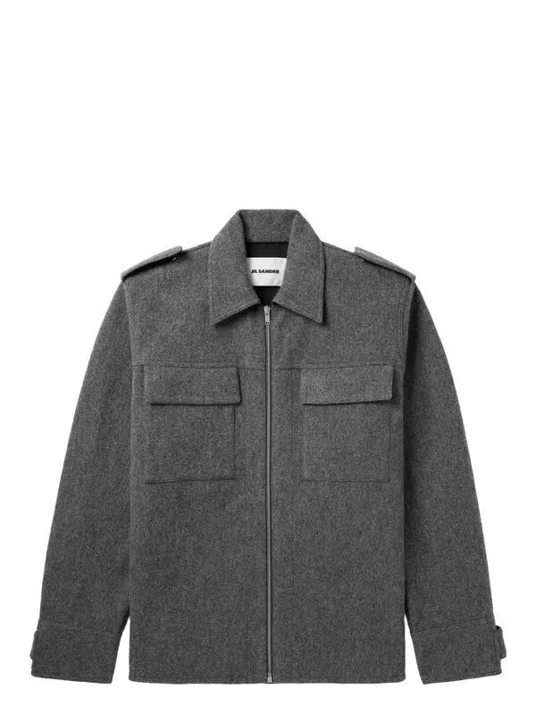 JIL SANDER Boiled Wool-blend Zip-up Overshirt - Gray