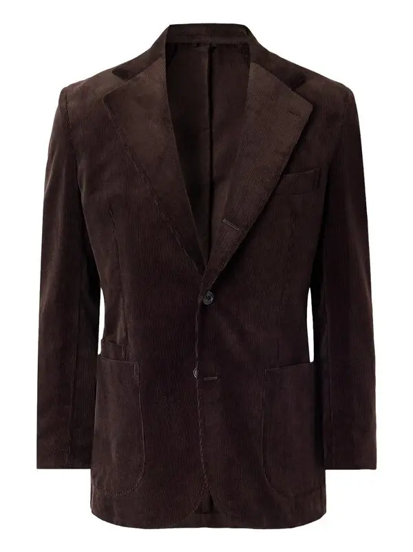 DRAKE'S Slim-fit Cotton-corduroy Blazer - Brown