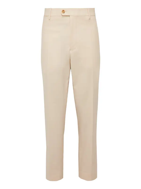 UMIT BENAN Straight-leg Cotton-blend Trousers - Neutrals