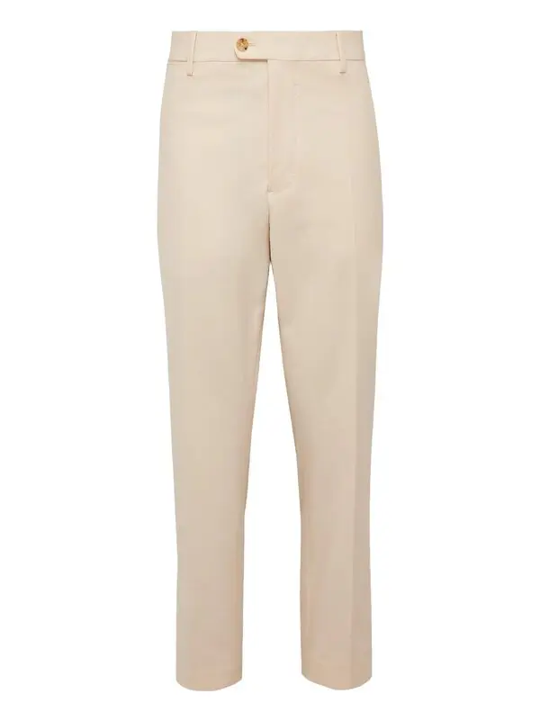 UMIT BENAN Straight-leg Cotton-blend Trousers - Neutrals