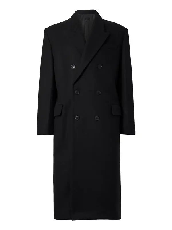 NILI LOTAN Double-breasted Wool-blend Coat - Black