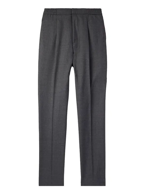 Officine Générale Drew Tapered Pleated Wool Trousers - Gray