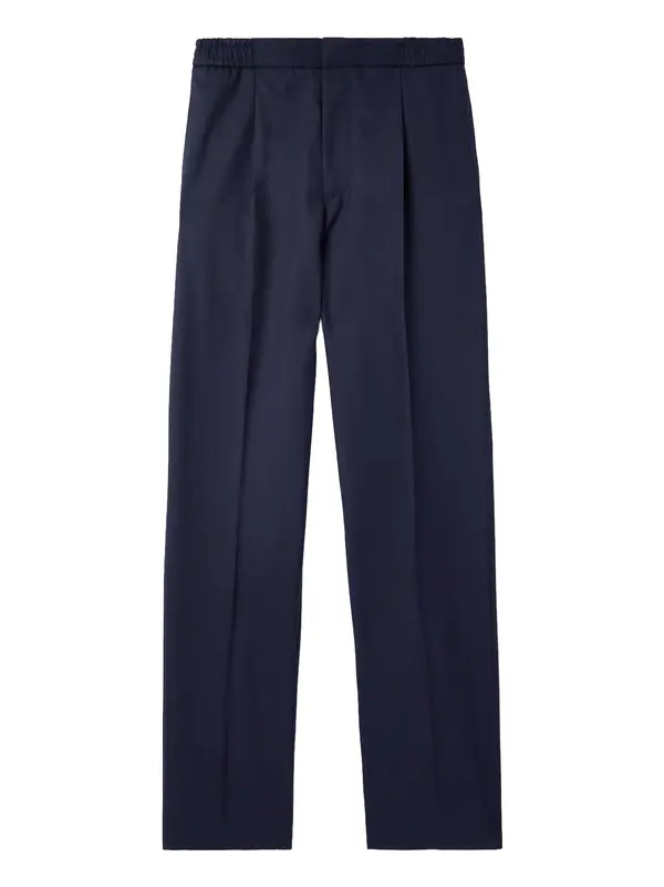 Officine Générale Drew Tapered Pleated Wool Trousers - Blue