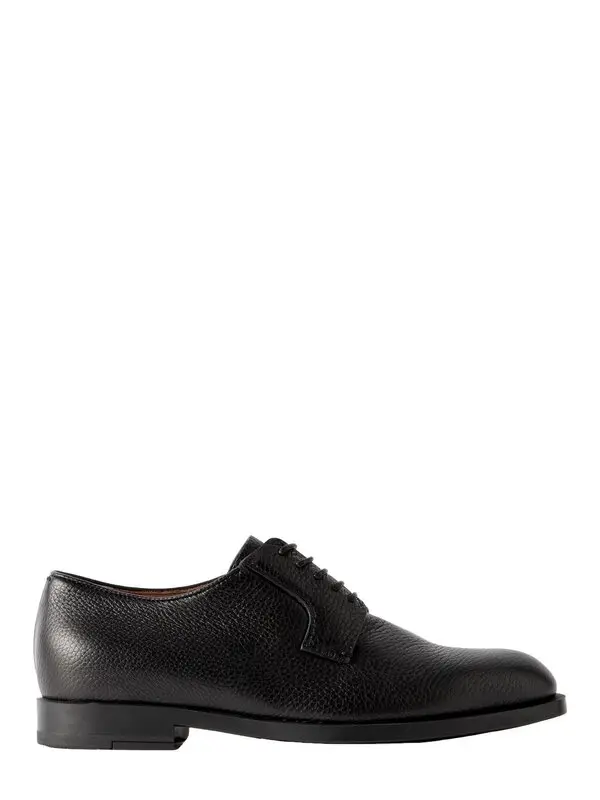 Zegna Classic Flex Full-grain Leather Derby Shoes - Black