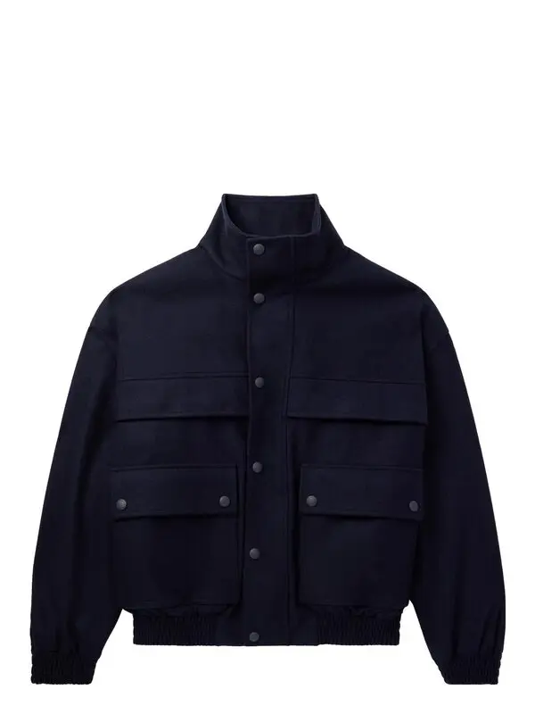 Loro Piana Tristar Wool And Cashmere-blend Flannel Bomber Jacket - Blue