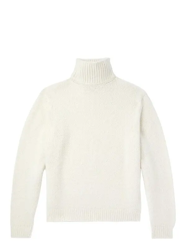 Loro Piana Corno Bianco Cashmere Rollneck Sweater - Neutrals