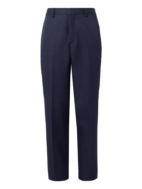 Loro Piana Jarno Straight-leg Wool And Cotton-blend Twill Trousers - Blue