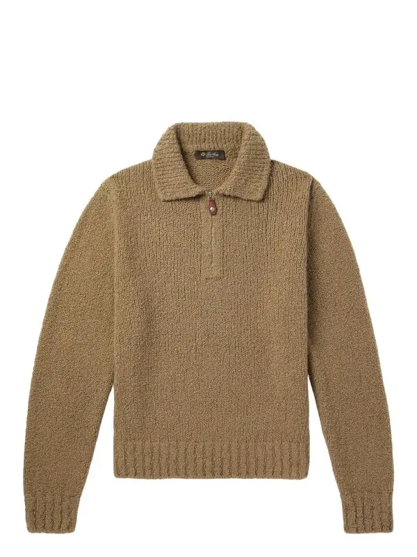 Loro Piana Folecchio Cashmere And Silk-blend Half-zip Sweater - Brown