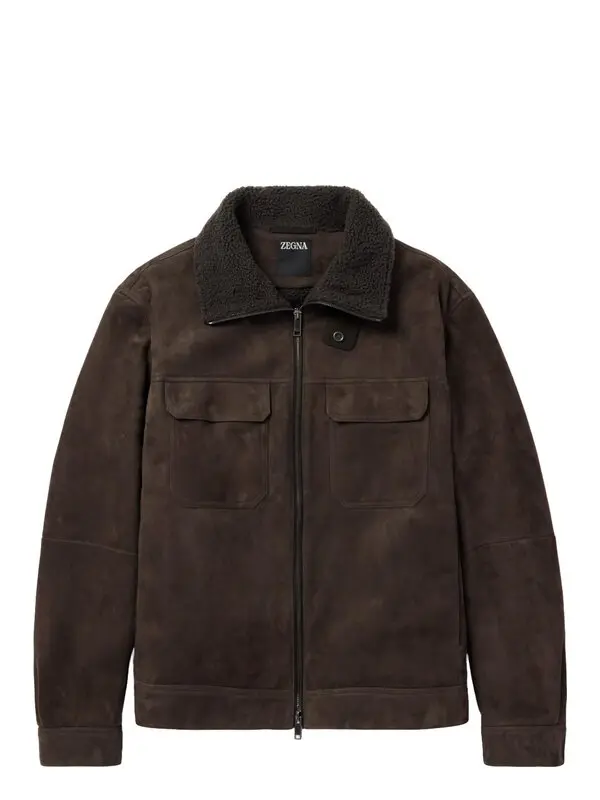 Zegna Shearling Trucker Jacket - Brown