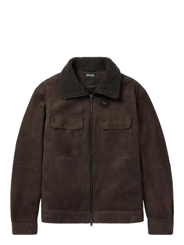 Zegna Shearling Trucker Jacket - Brown