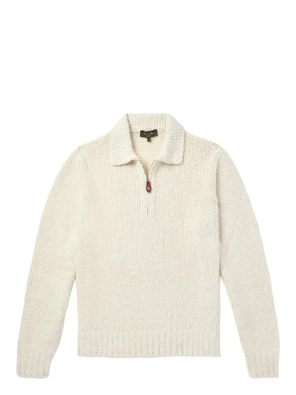 Loro Piana Folecchio Cashmere And Silk-blend Half-zip Sweater - Neutrals