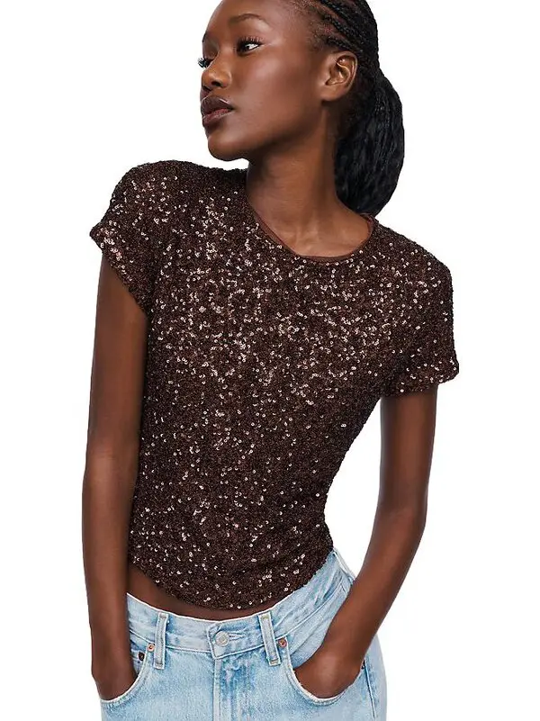 Maeve Sequin T-shirt - Fudge