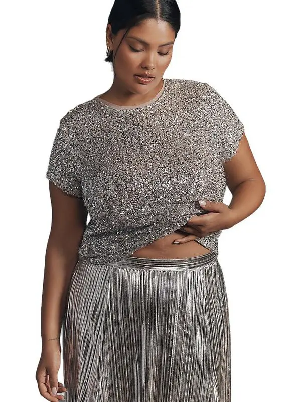 Maeve Sequin T-shirt - Silver