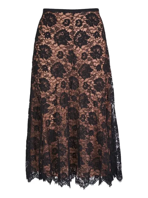 Michael Kors Floral Lace Midi Skirt - Black