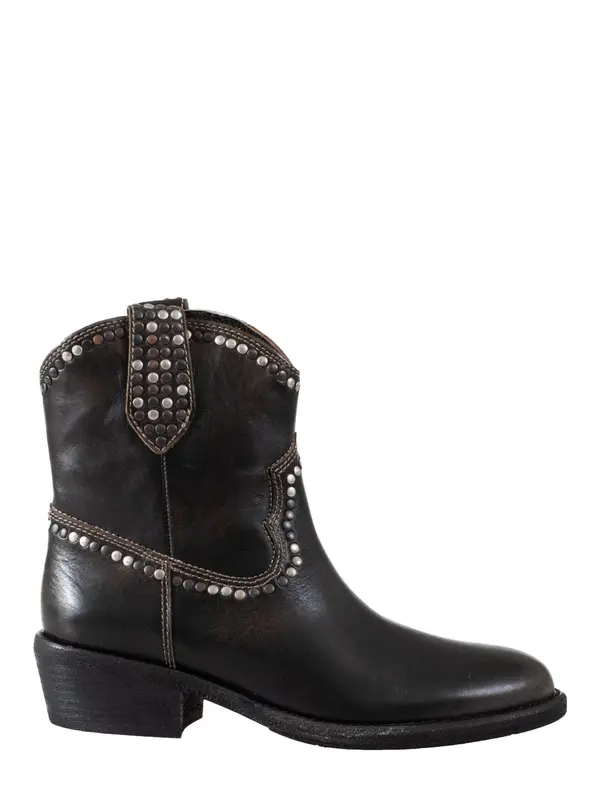 Ash Gipsy Studded Leather Booties - Black