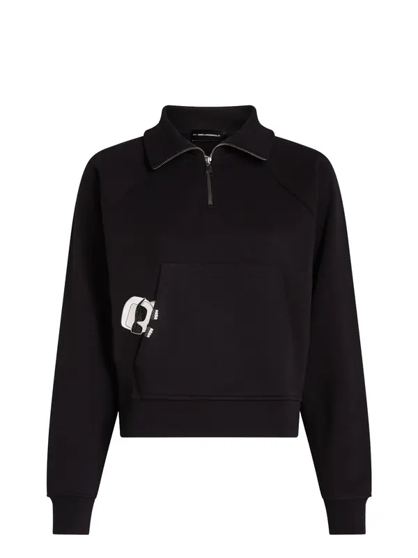 Karl Lagerfeld Ikon Peak-a-boo Half-zip Sweatshirt - Black