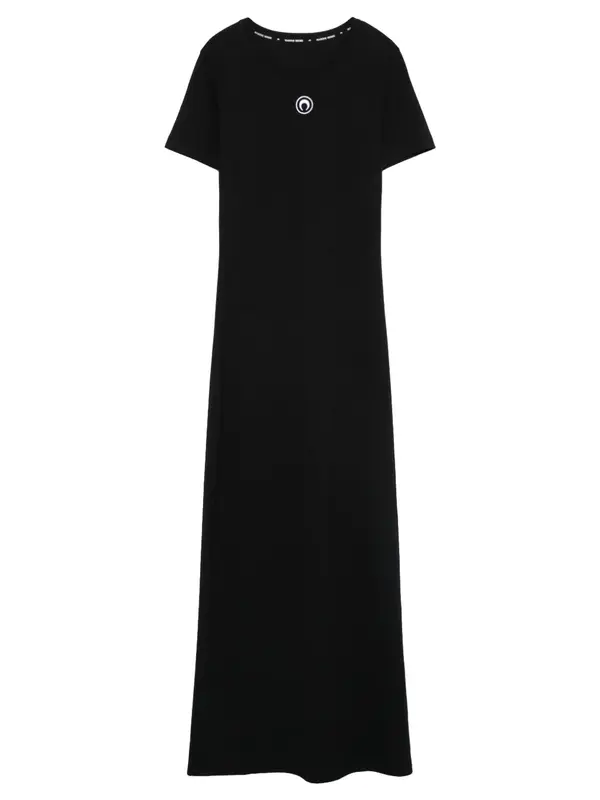 MARINE SERRE Crescent Moon Embroidery Maxi Dress - Black