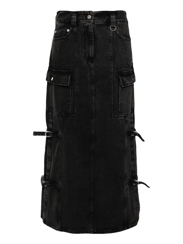 3.1 Phillip Lim Denim Cargo Long Skirt - Black