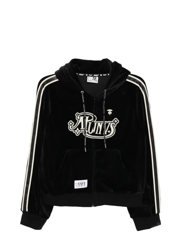 A BATHING APE Aape * Embroidered Hoodie Jacket - Black