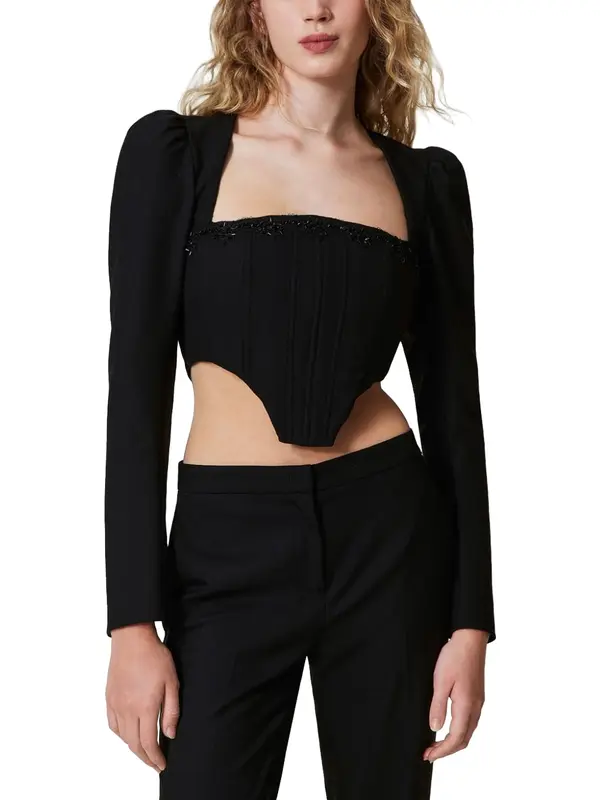 TWINSET Bustier Neckline Top - Black