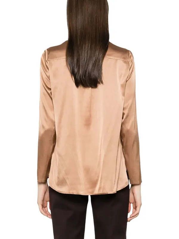 BLANCA VITA Satin Blouse - Brown