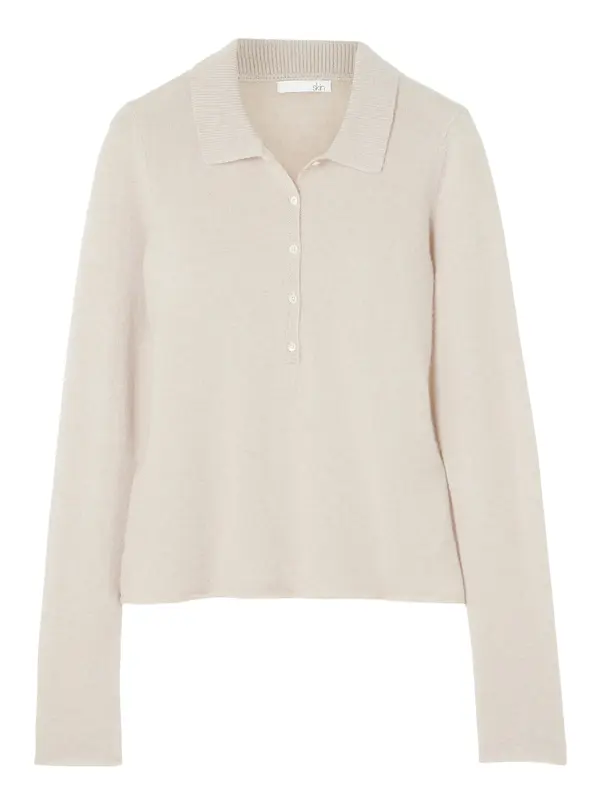 Skin Penelope Cashmere Polo Top - Cream