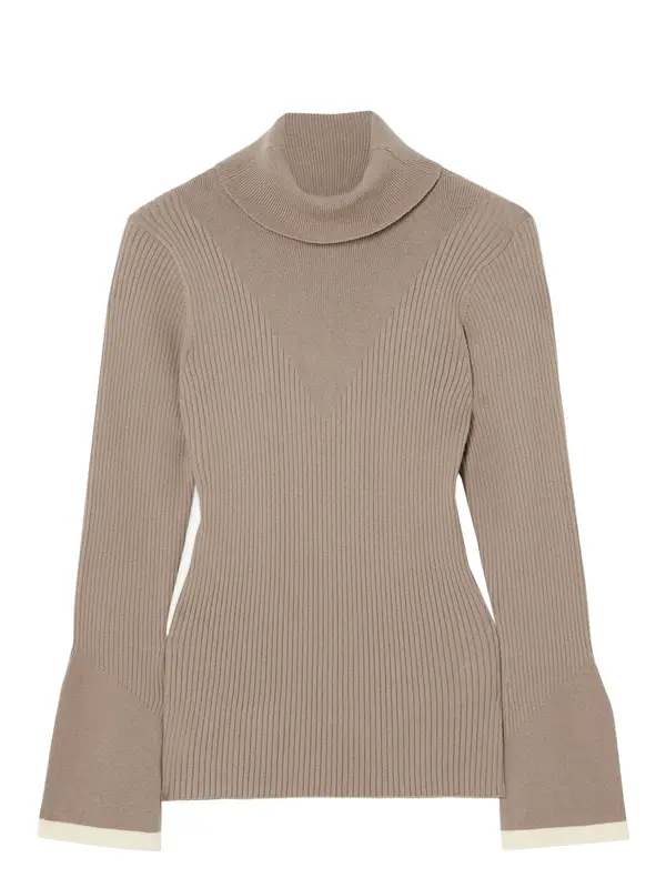 Varley Ravena Ribbed-knit Turtleneck Top - Neutrals