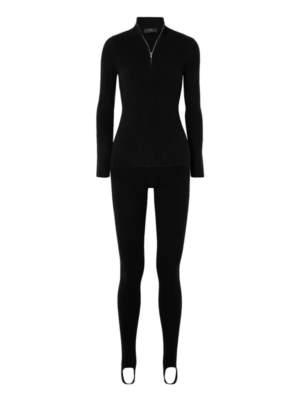 Arch4 Ella Ribbed Cashmere Sweater And Leggings Set - Black