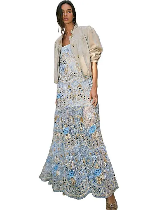 Free People Goldie Maxi Dress - Porcelain Combo