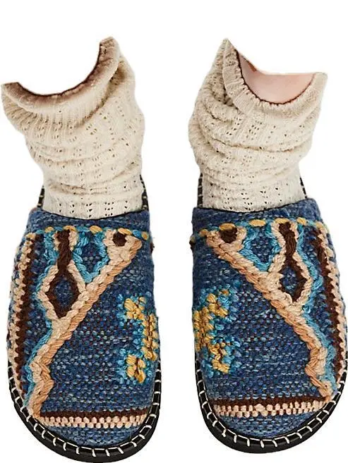Free People Magic Carpet Mules - Blue Combo