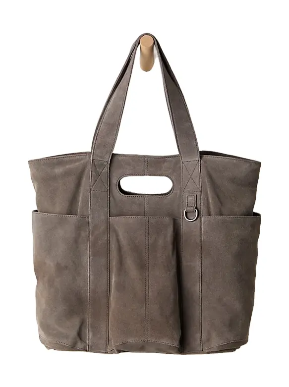 Free People Suede Caravan Tote Bag - Charcoal