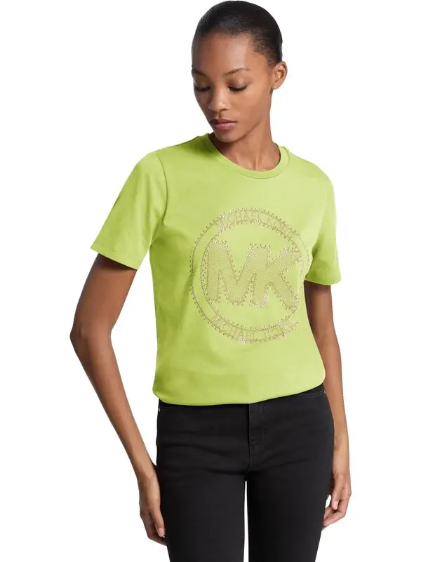 Michael Kors Studded Logo Charm Organic Cotton Jersey T-shirt - Green