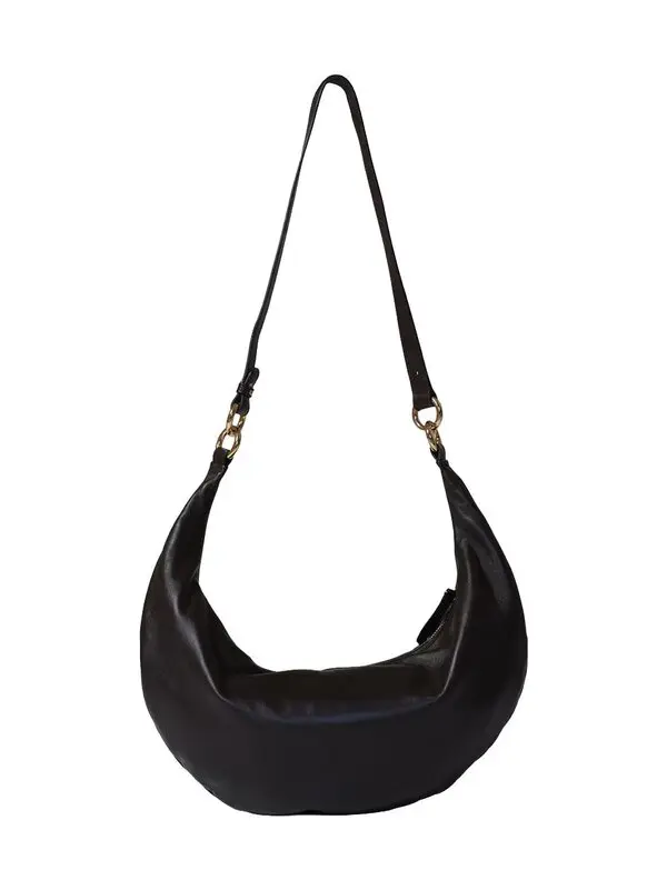 HYER GOODS Leather Convertible Hobo Ring Bag - Black Gold
